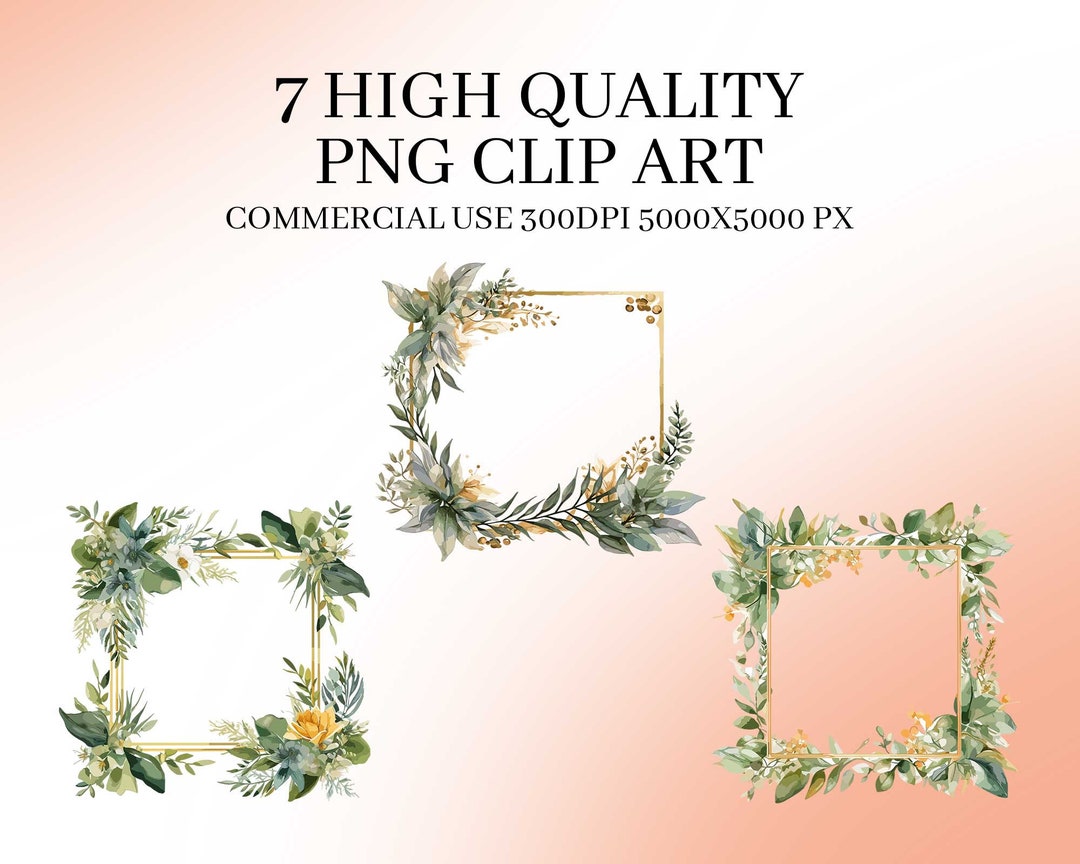 Greenery Floral Frame Clipart Greenery Border Art Floral - Etsy