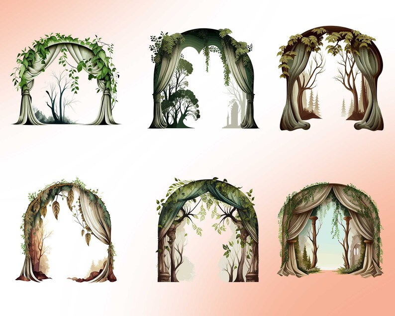 Colorful Tree Arches Clipart Tree Arches With Floral Clipart - Etsy