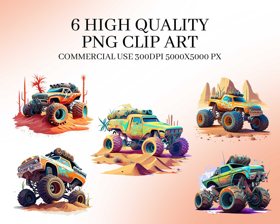 Colorful Monster Truck Clipart, Vehicle Png Clipart, Truck Png Clipart ...