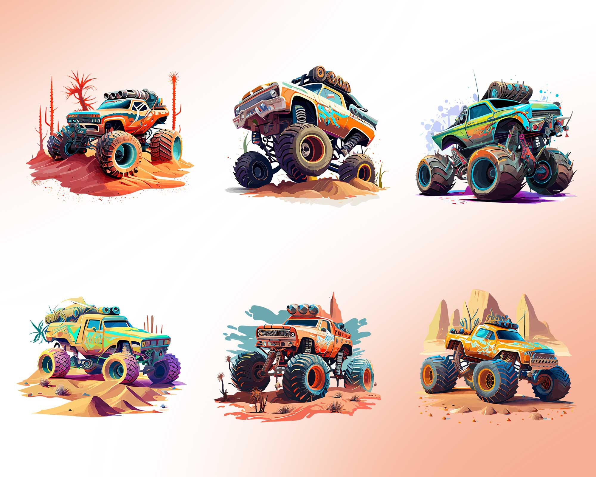 Colorful Monster Truck Clipart, Vehicle Png Clipart, Truck Png Clipart ...