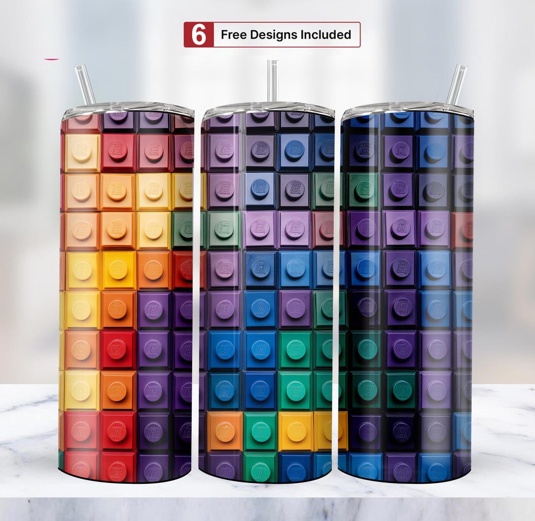 Building Blocks Tumbler Wrap 20 Oz. Skinny Tumbler Sublimation Design ...