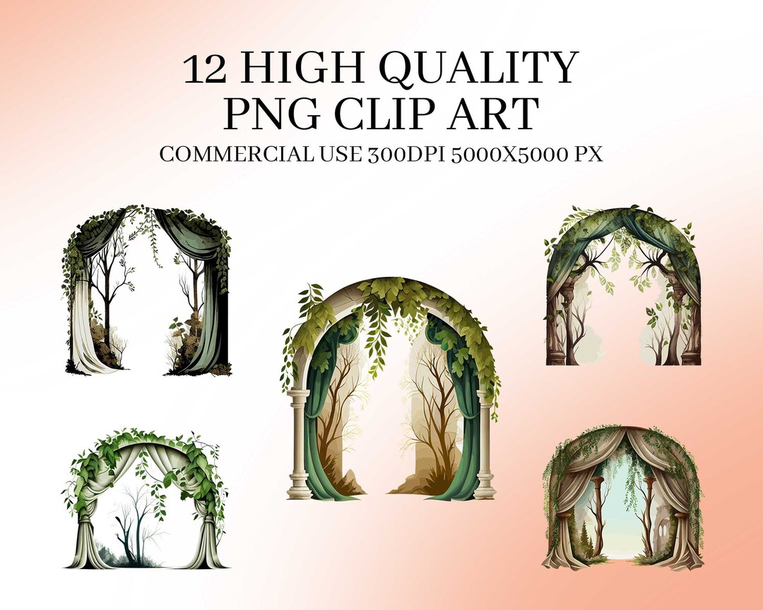 Colorful Tree Arches Clipart Tree Arches With Floral Clipart - Etsy