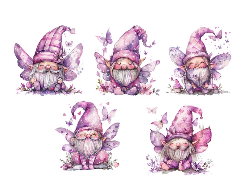Fairy Gnome Clipart PNG, 15 Watercolor Princess Clip Art, DIY Card ...