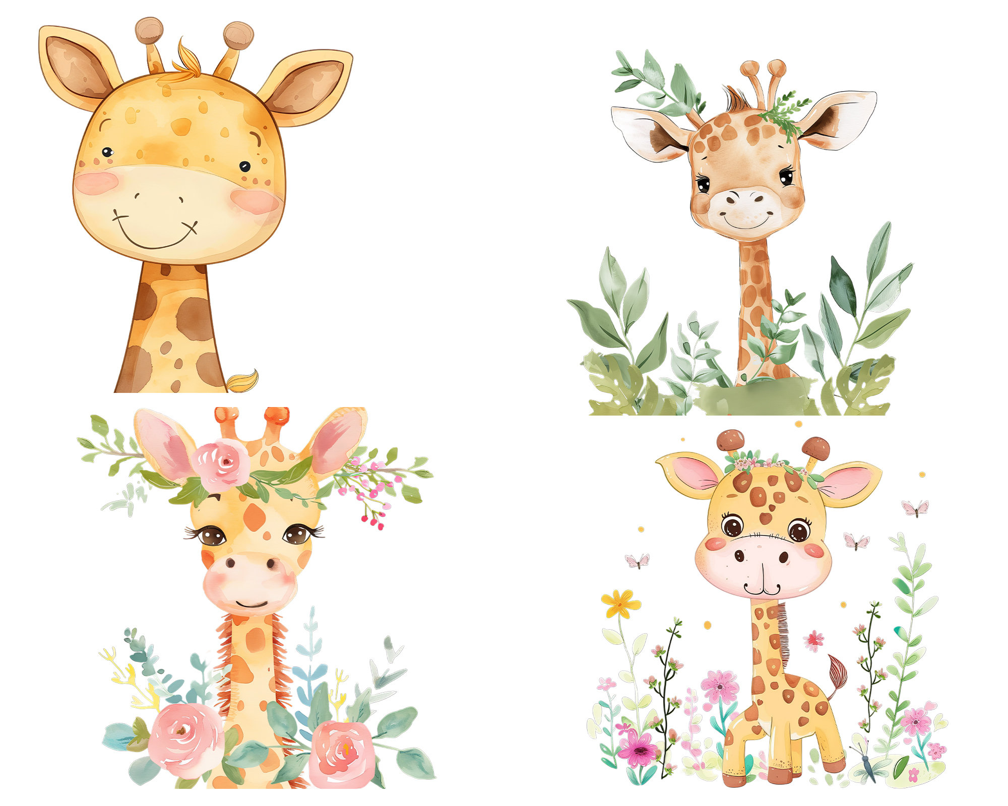 Baby Giraffe Watercolor Clipart, Baby Boy Clip Art, Nursery Wall Decor ...