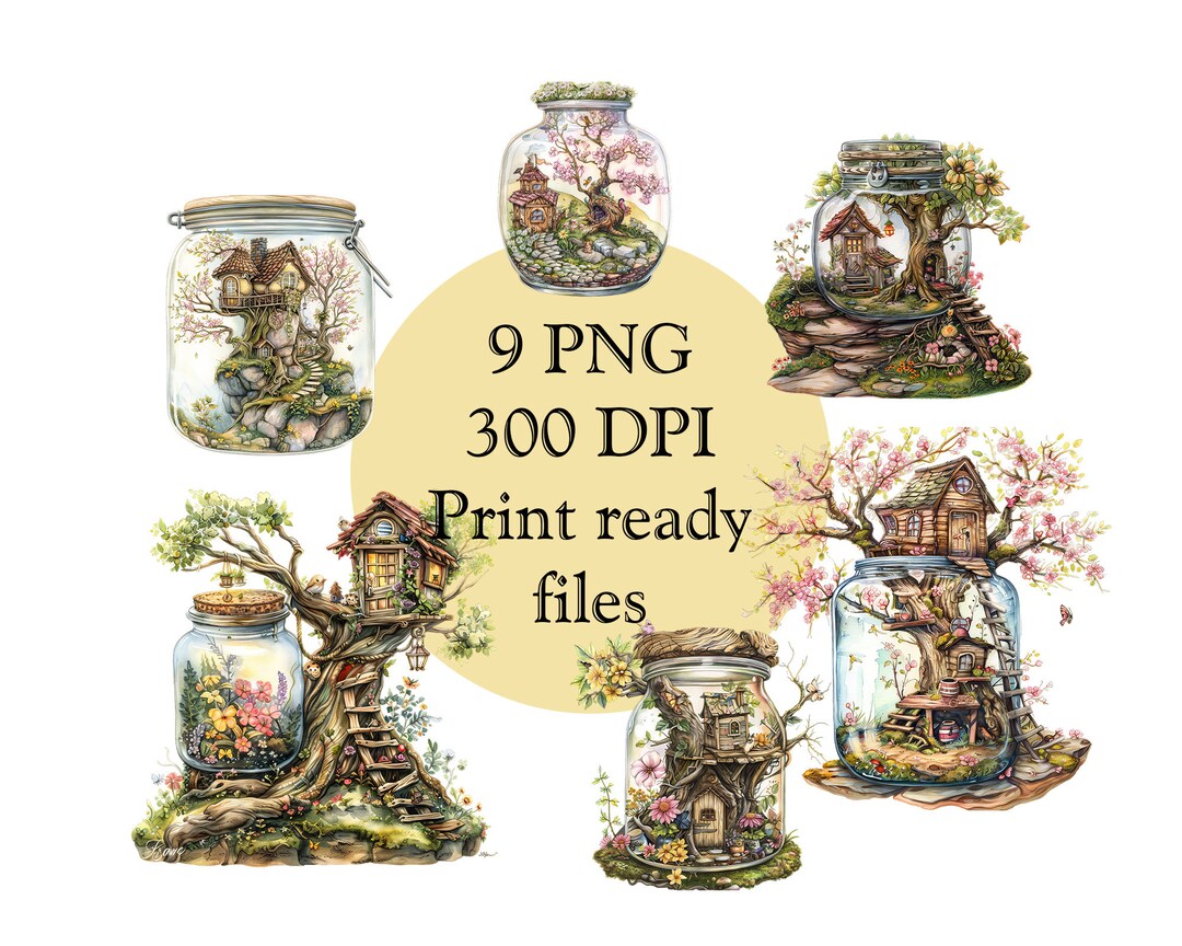 Watercolor Spring Landscape Clip Art Bundle Spring in a Jar PNG ...