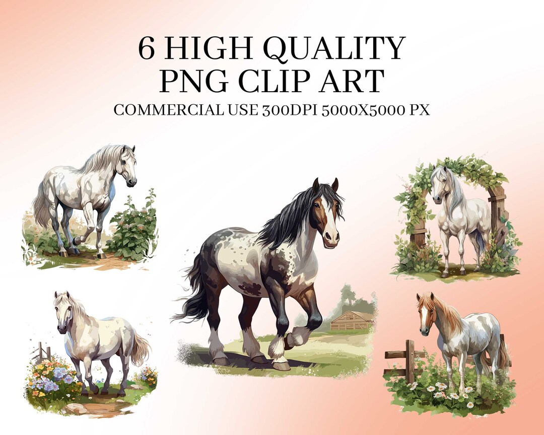 Colorful Playing Farm Horse Clipart, Beautiful Farm Horses Png Clipart ...