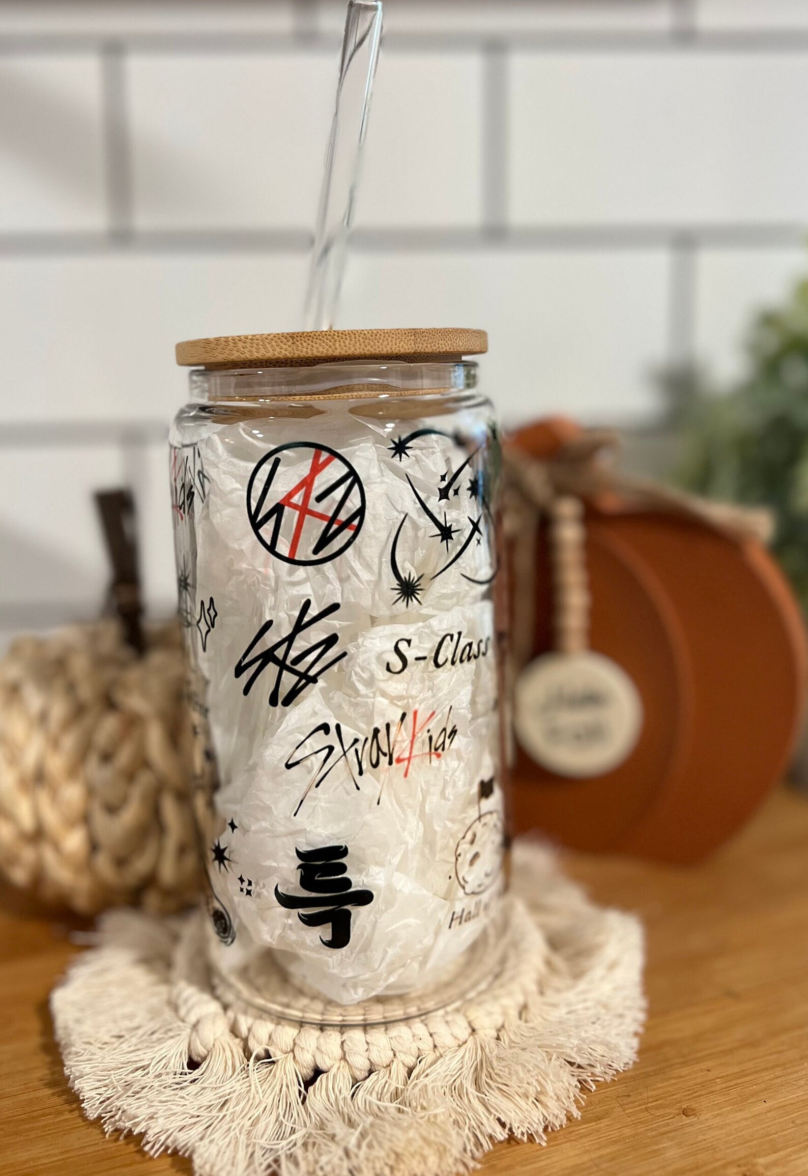 Stray Kids Glass Cup, Stray Kids Coffee Cup, Kpop Cup, Kpop Gift, 16 Oz ...