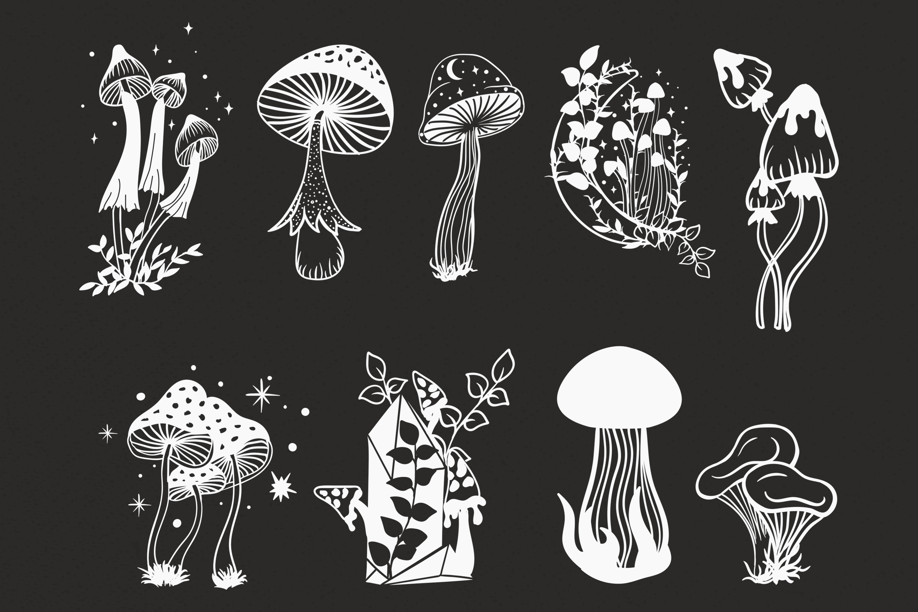 Mushroom Svg Bundle, Magic Mushroom SVG, Fungi Boho Hand Drawn, Magical ...