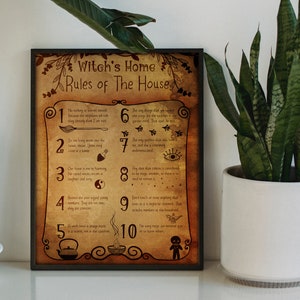 Witchs Rules of the House, Witch Rules Poster, Art Print, Halloween ...
