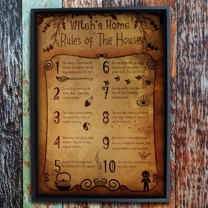 Witchs Rules of the House, Witch Rules Poster, Art Print, Halloween ...