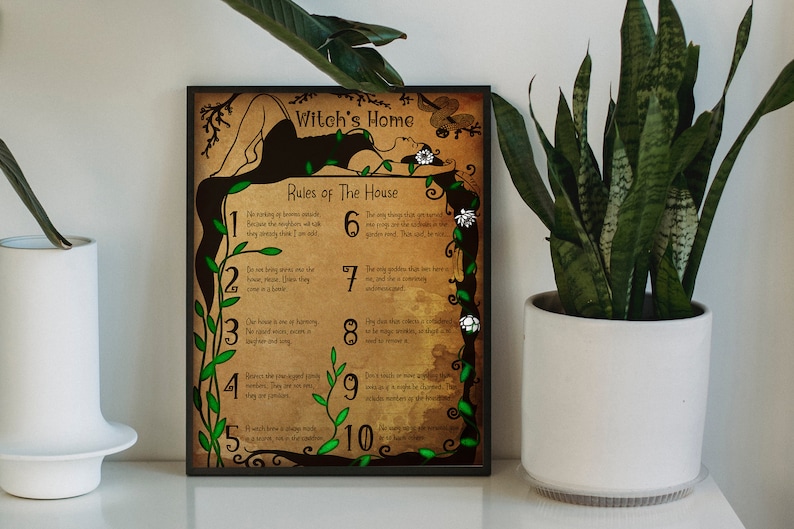 Witchs Rules of the House, Witch Rules Poster, Art Print, Halloween ...