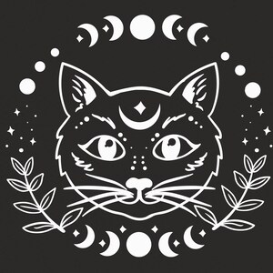 Cat and Moon Phases Svg, Magic Cat, Celestial Cat, Witch, Witchy Cat ...
