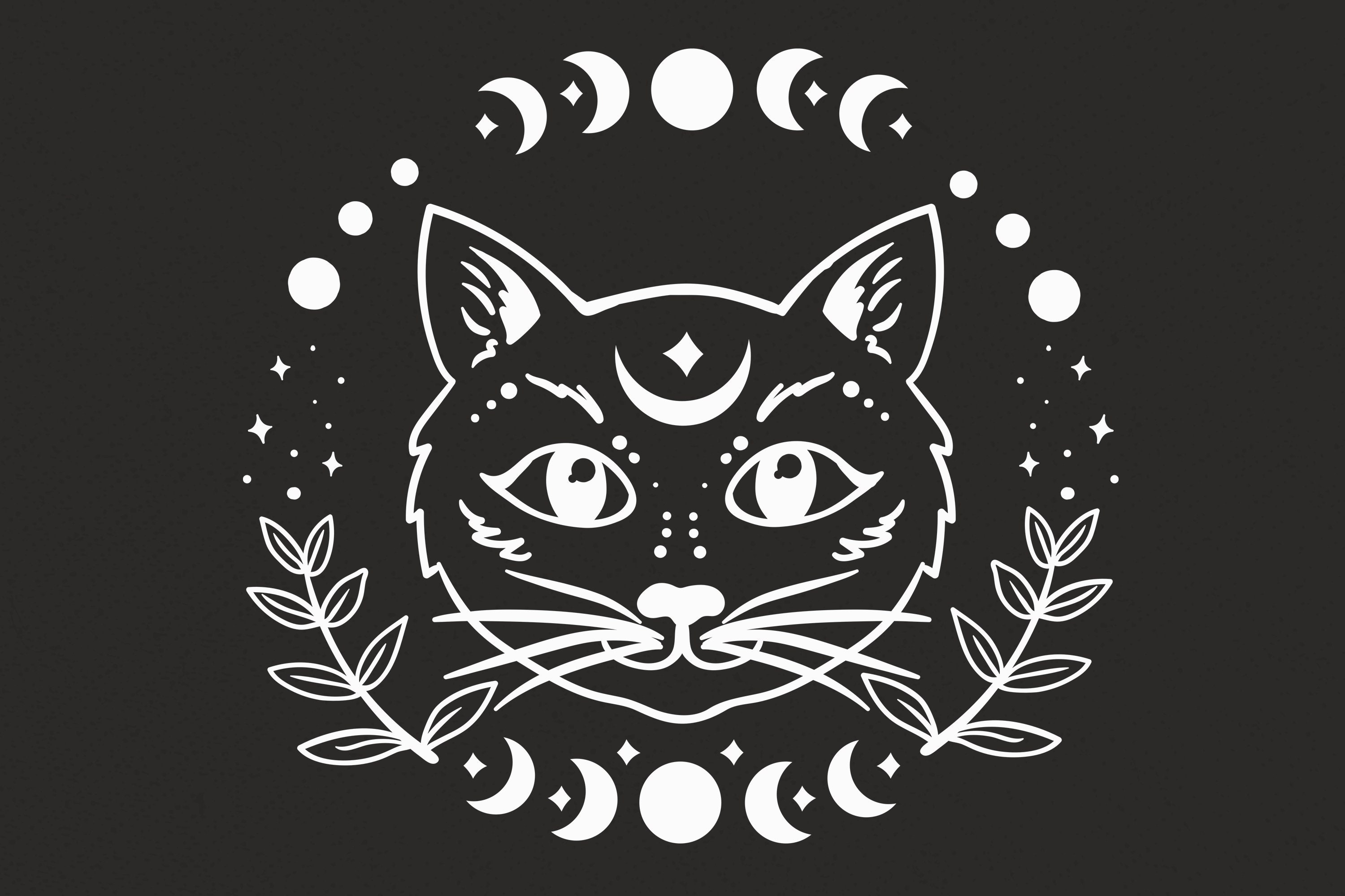 Cat and Moon Phases Svg, Magic Cat, Celestial Cat, Witch, Witchy Cat ...