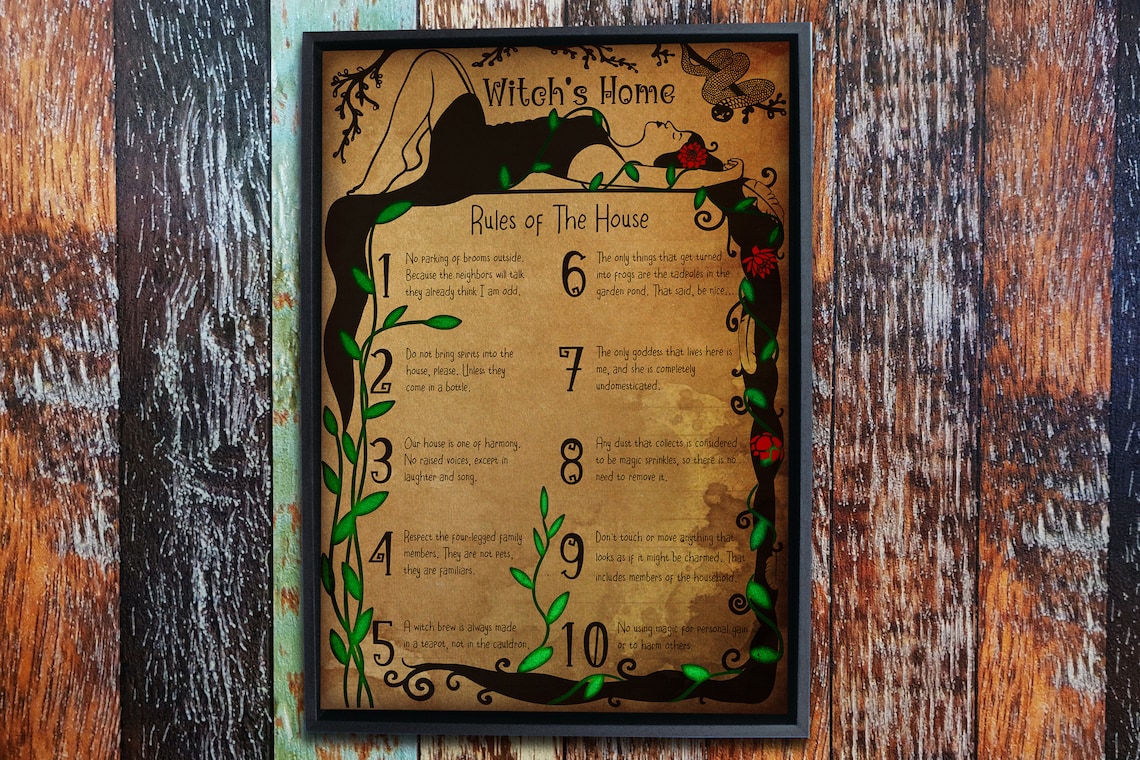 Witchs Rules of the House, Witch Rules Poster, Art Print, Halloween ...