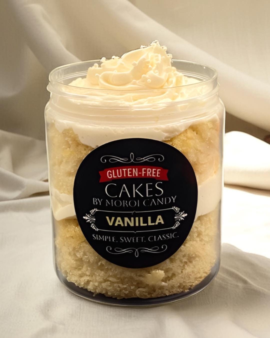 6 Pack Gluten Free Vanilla Cake Jars 8oz - Vanilla Buttercream Frosting ...