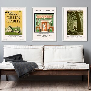 Classic Book Cover Wall Art Bundle, Kids Book Nook Decor, Set of 12 ...