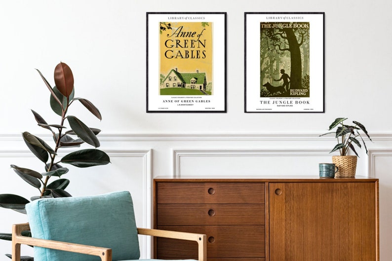 Classic Book Cover Wall Art Bundle, Kids Book Nook Decor, Set of 12 ...