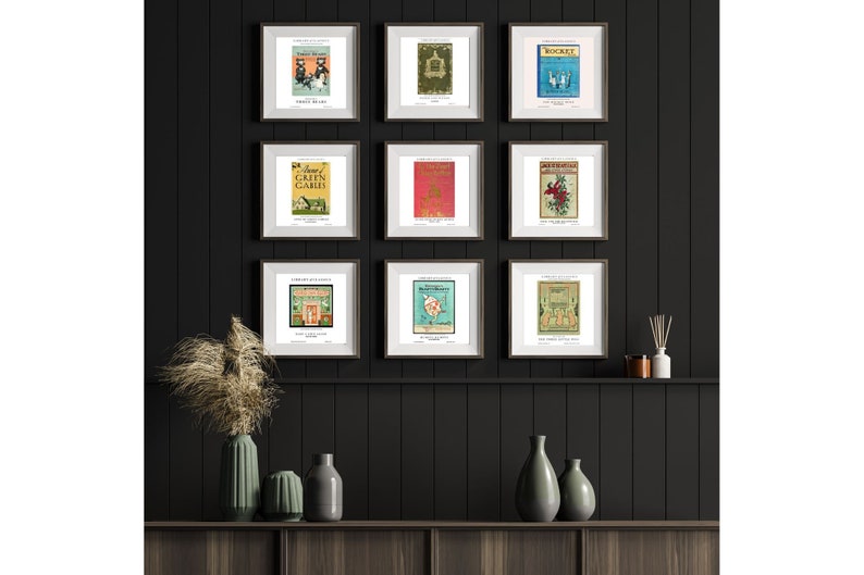Classic Book Cover Wall Art Bundle, Kids Book Nook Decor, Set of 12 ...