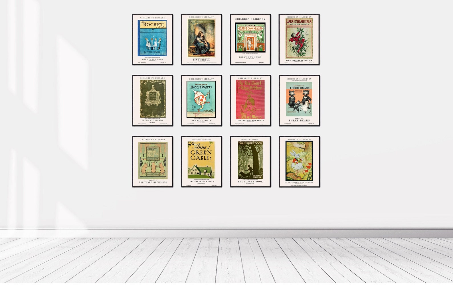 Classic Book Cover Wall Art Bundle, Kids Book Nook Decor, Set of 12 ...