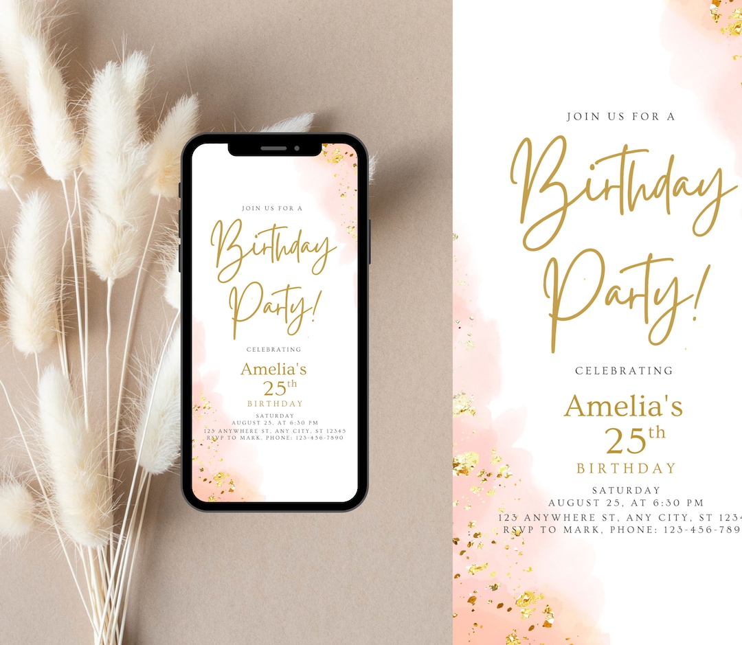 Electronic Birthday Party Invitations, Editable Texts, Women Birthday ...