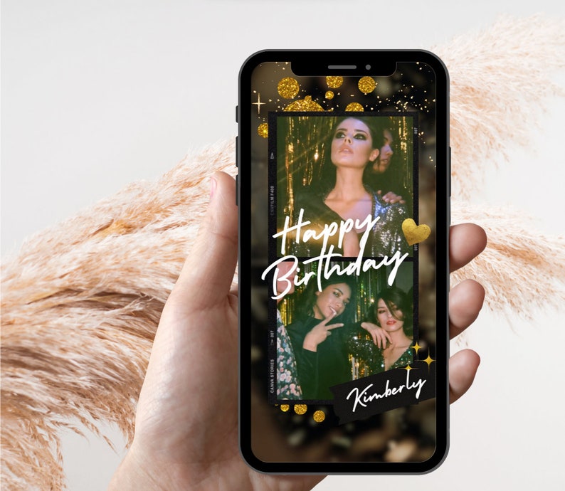 Glittering Birthday Animated Video Photo Mobile Digital E-card Birthday ...