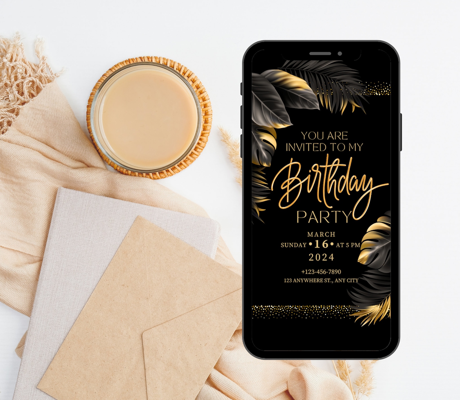 Electronic Birthday Party Invitations, Editable Texts, Women Birthday ...