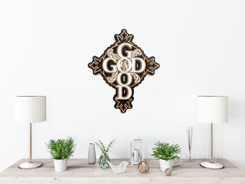God is Good Layered Wooden Cross, Mandala Wall Decor Cross, Ayered Wood ...