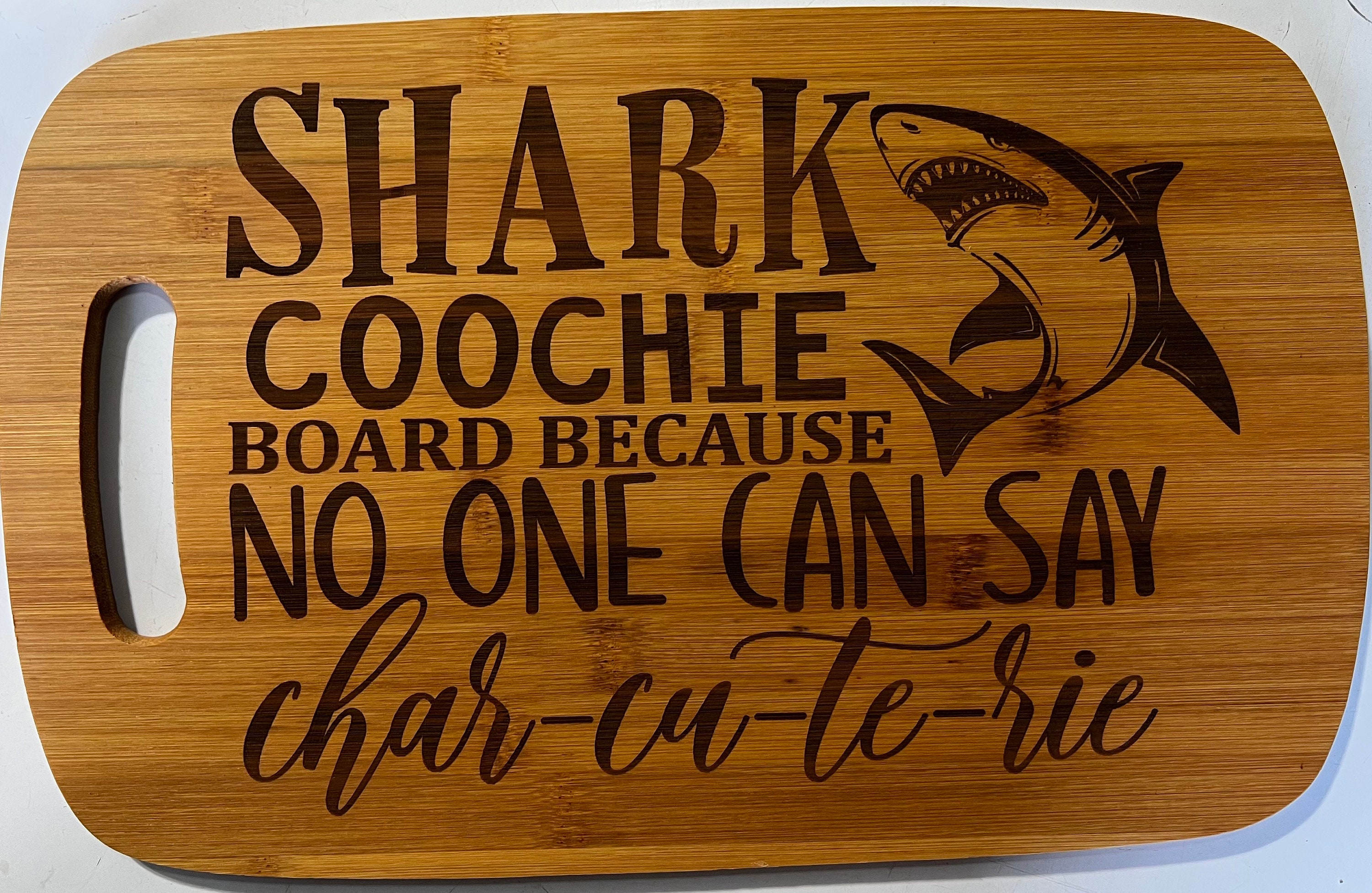 Shark Coochie Charcuterie Bamboo Cutting Board, Laser Engraved Cutting ...