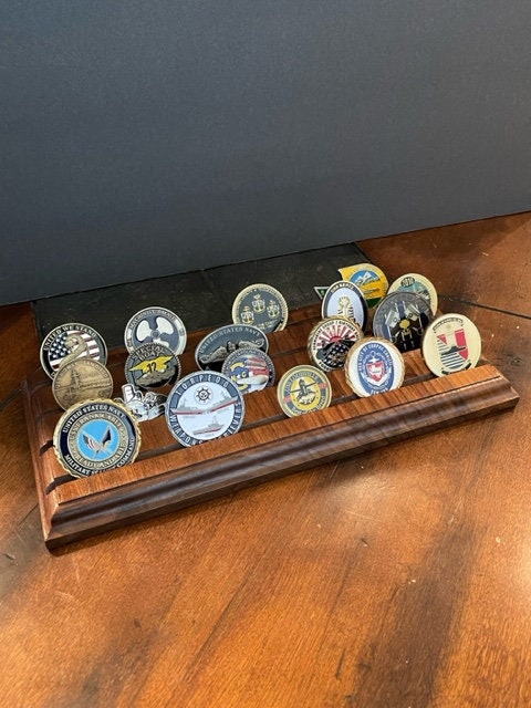 Handcrafted Walnut Challenge Coin Display With Four Rows for Coins - Etsy