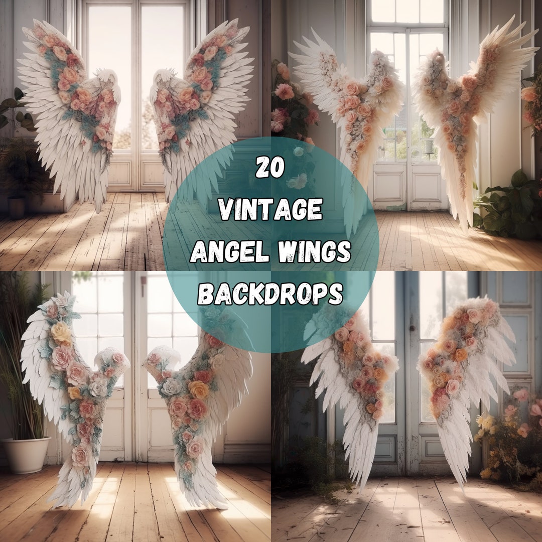 20 Vintage Floral Angel Wings Digital Backdrops , Southern Charm ...
