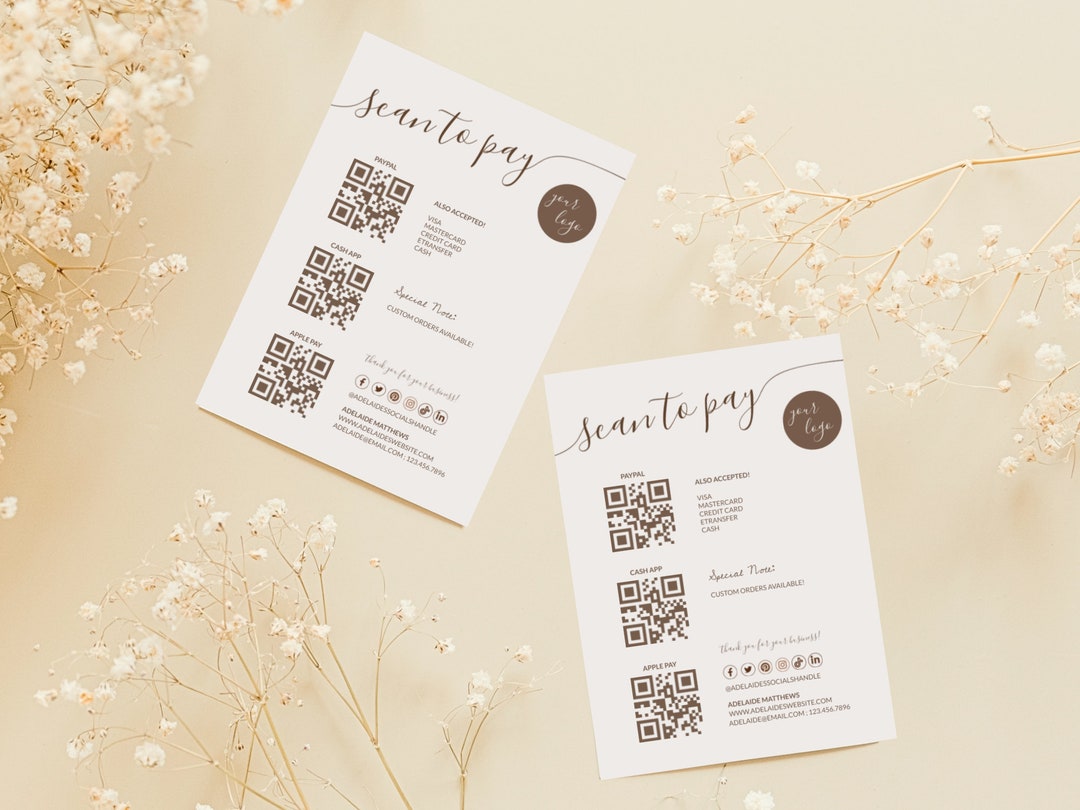 Editable Scan to Pay Template QR Code Pay Here Sign Order Form - Etsy