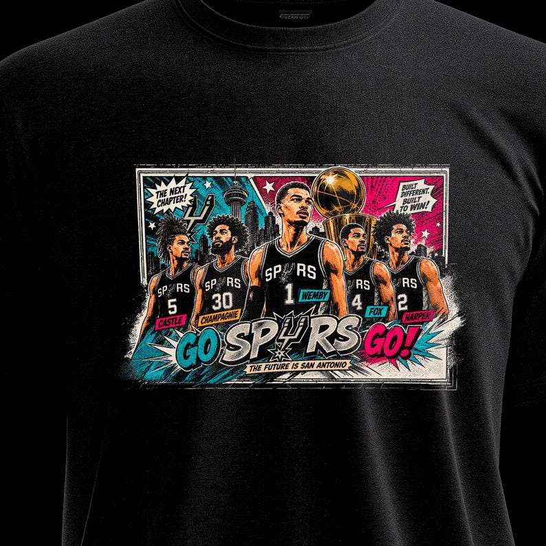 San Antonio Spurs Comic PNG, Wembanyama Castle Fox Harper Shirt Design ...