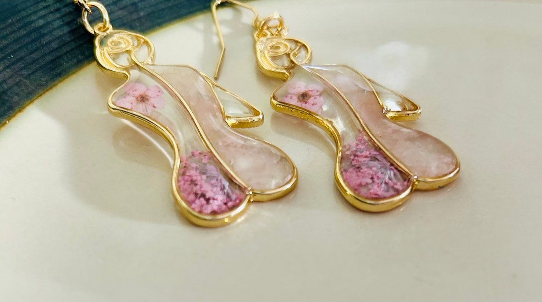 Gemstone Female Body Earrings Rose Quartz Feminist Earrings - Etsy