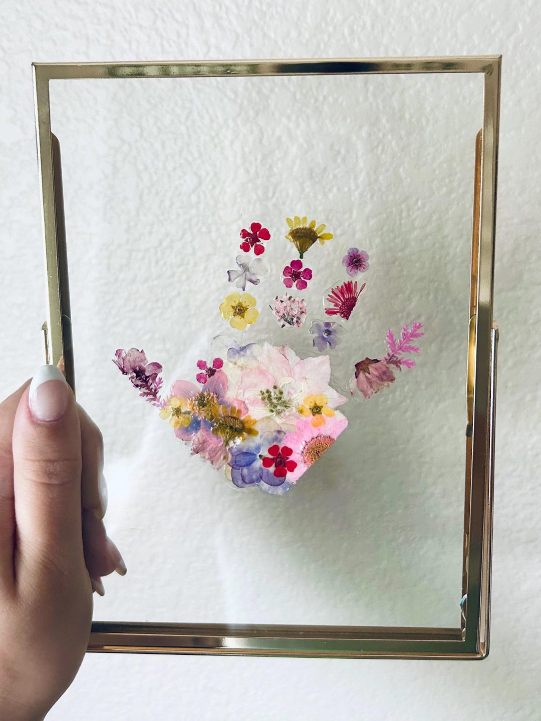 Custom Baby Keepsake, Birth Present, Pressed Flowers, Floating Metal ...