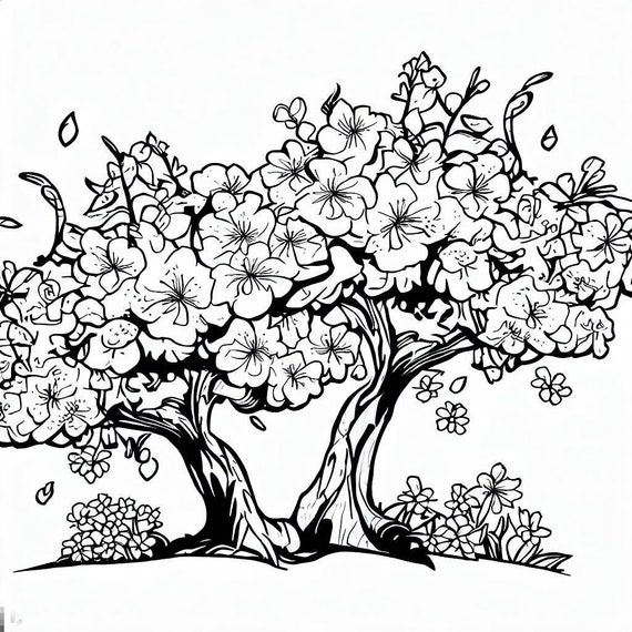 Cherry Tree Coloring Page