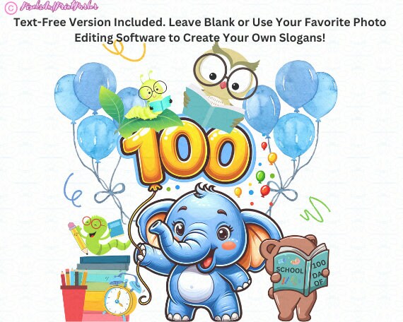 100 Days of School PNG, PNG for Shirts, Digital Download, Cute Animals ...