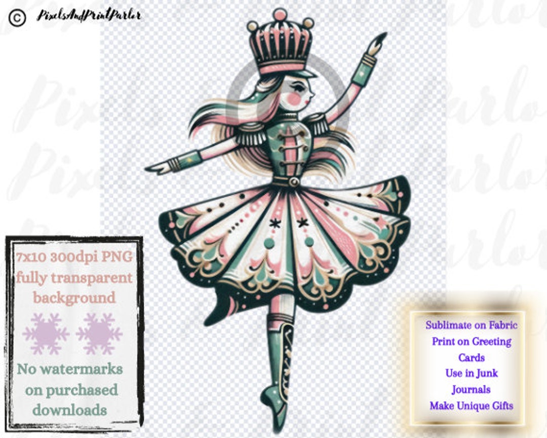 Vintage Inspired Watercolor Christmas Nutcracker PNG, Holiday Clipart ...