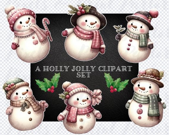 Christmas Snowmen Digital Clipart, Cute Snowman Clip Art PNG Bundle ...