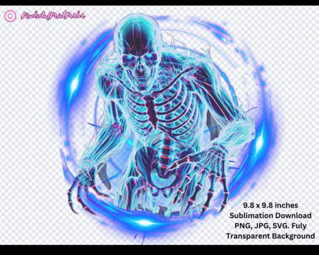 Halloween PNG - Neon Skeleton SVG, Spooky Season JPG, Fall Sublimation ...
