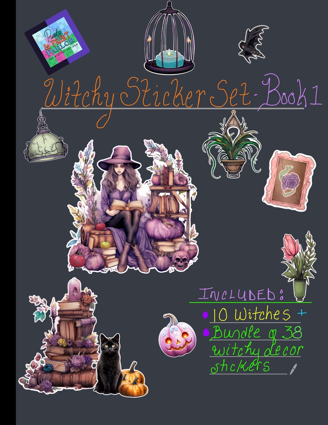 Digital Halloween Witch Planner Stickers, Goodnotes Sticker Book ...