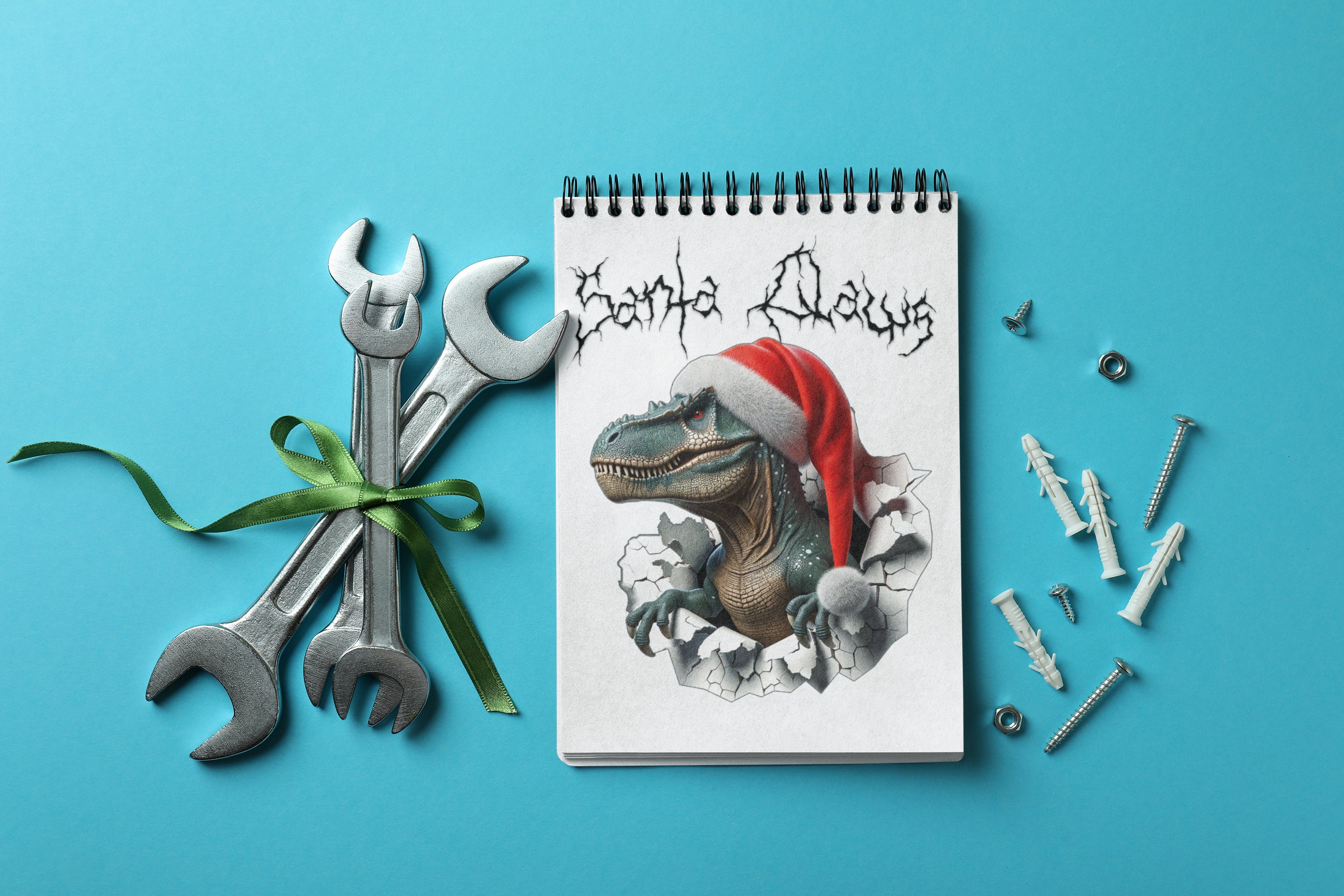 Christmas Dinosaur PNG, Santa CLAWS T-rex Holiday Graphic Mini Bundle ...