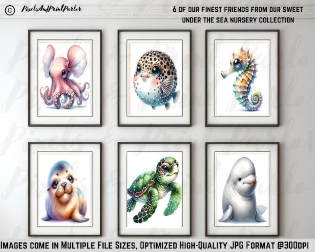 Nursery Prints, Baby Sea Animals, Printable Watercolor Art, Playroom ...
