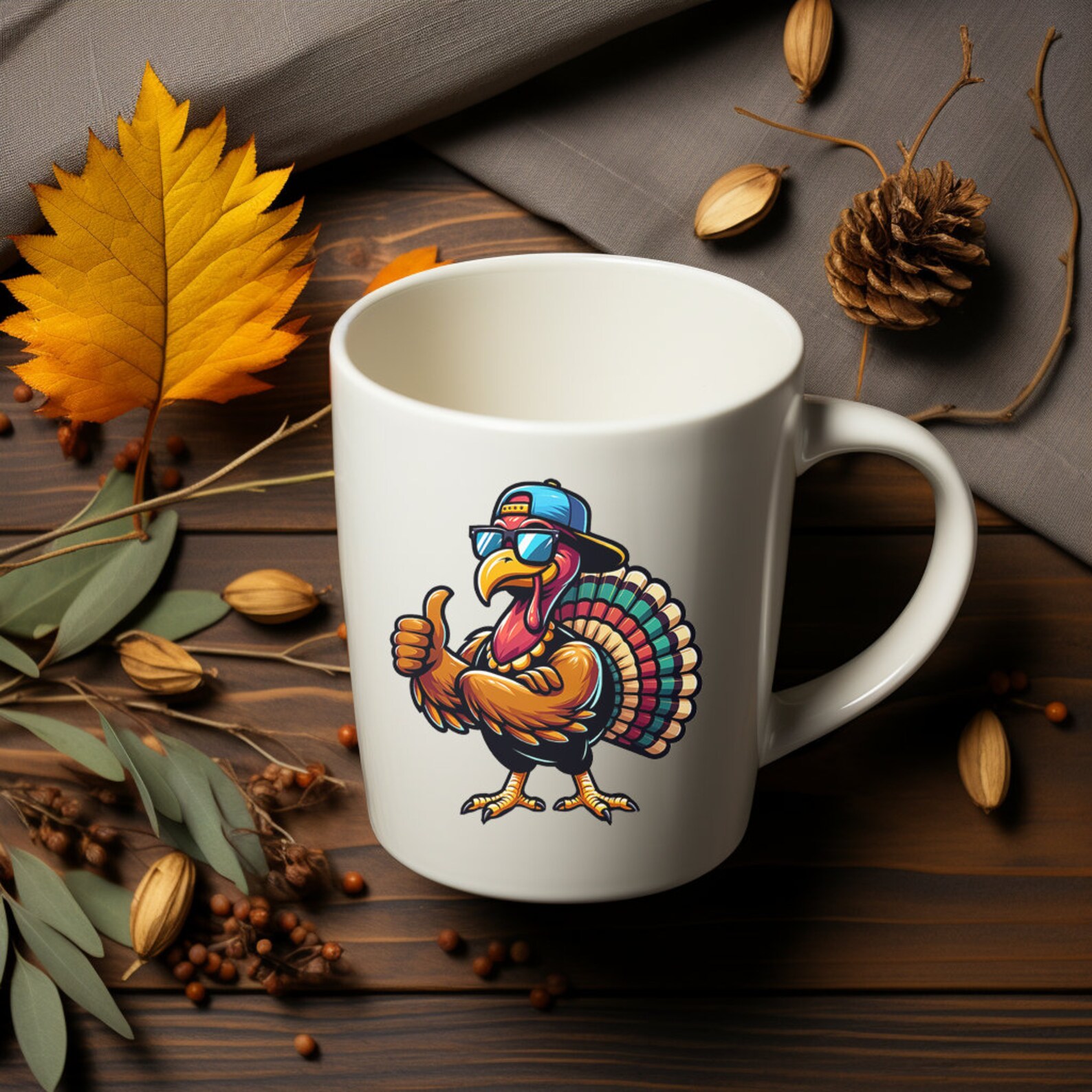 Funny Thanksgiving Turkey PNG, Too Cool Cartoon Turkey Art Print ...