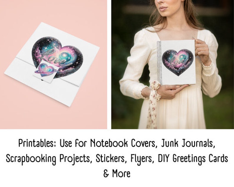 Galaxy Hearts PNG Bundle. Galactic Valentine Day Treasures, Outer Space ...