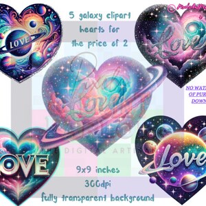Galaxy Hearts PNG Bundle. Galactic Valentine Day Treasures, Outer Space ...