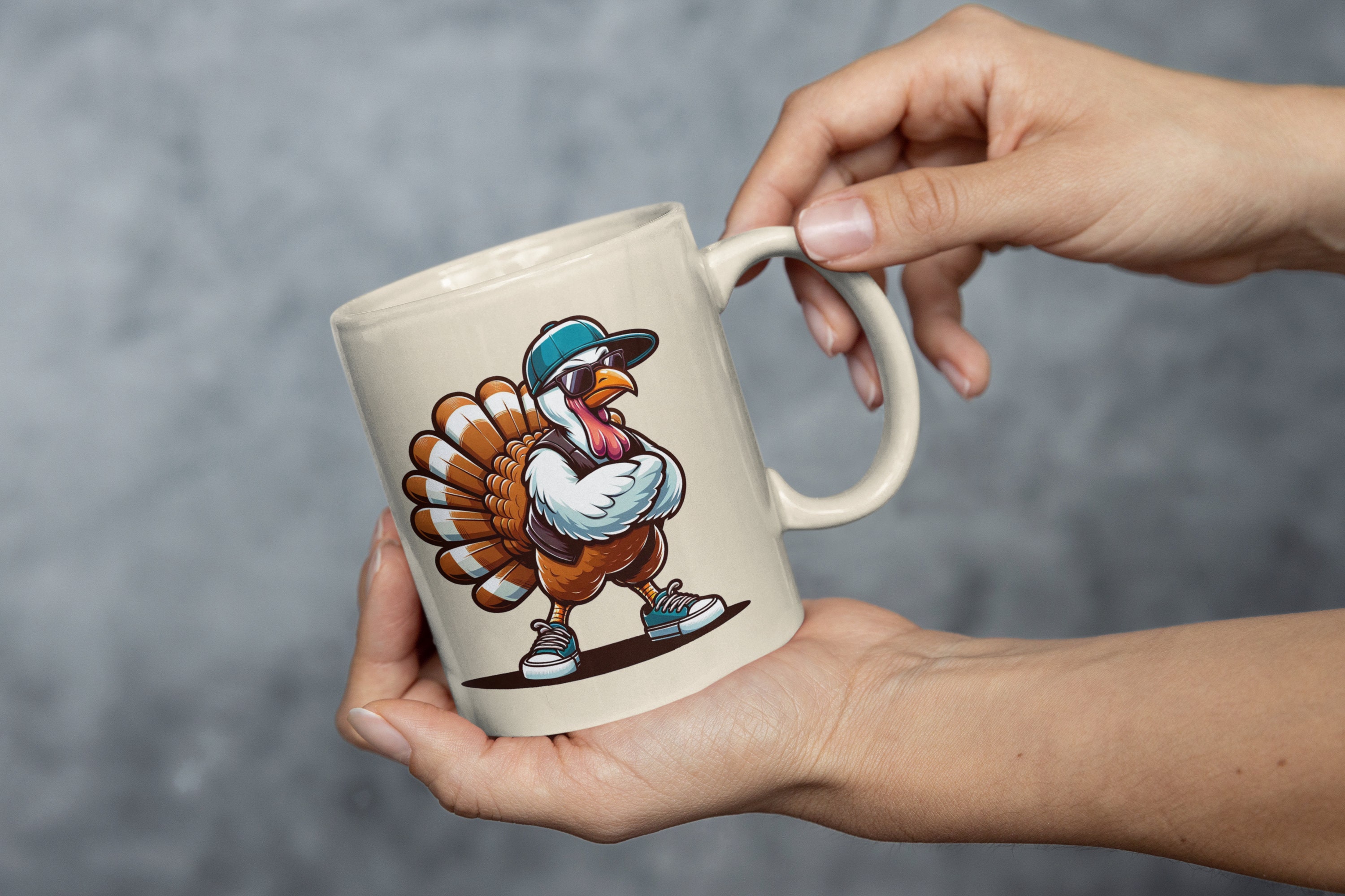 Funny Thanksgiving Turkey PNG, Too Cool Watercolor Turkey Art Print ...