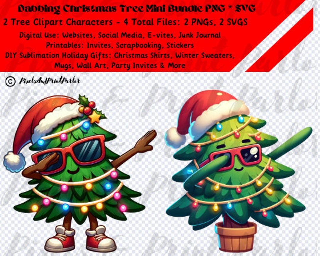 Funny Dabbing Christmas Tree PNG, Dancing Christmas Tree Clipart, Merry ...