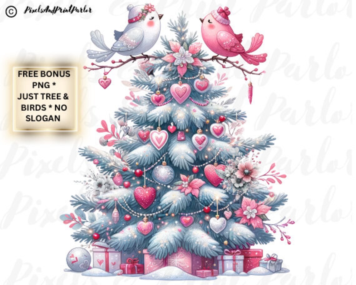 Christmas Tree PNG Pink Christmas Clip Art Christmas - Etsy UK