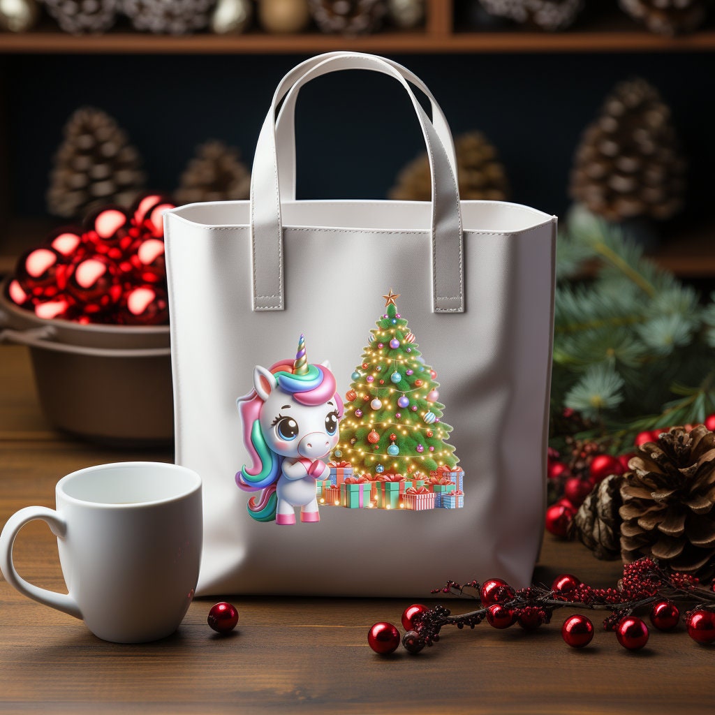 Unicorn PNG Clipart Bundle, THREE Christmas Unicorn Design Files for ...