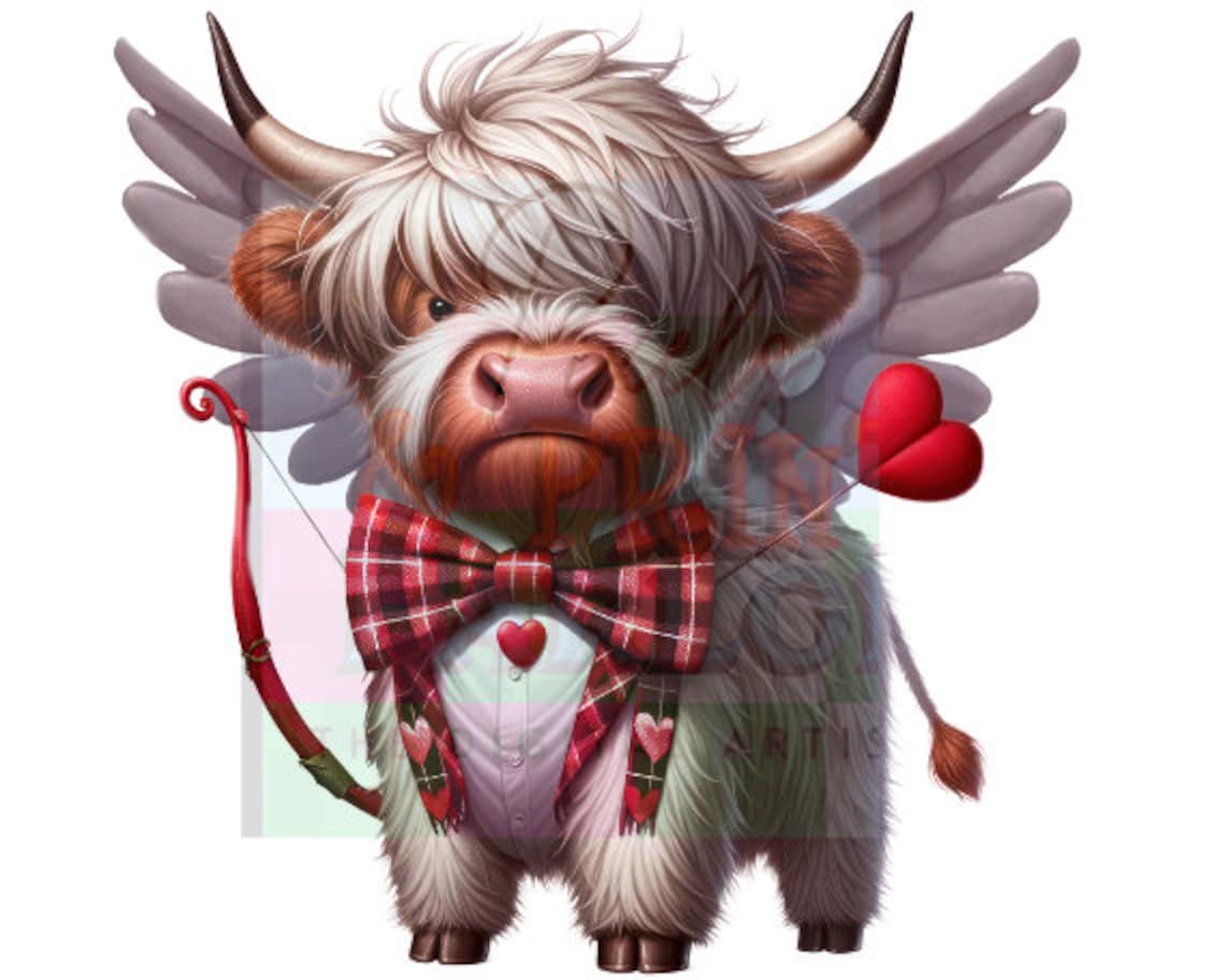 Happy Valentine's Day Highland Cow Clip Art Set, Two Scottish Cows as ...